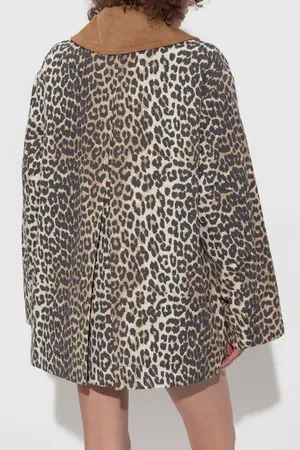 GANNI Animal Print Jacket - Beige