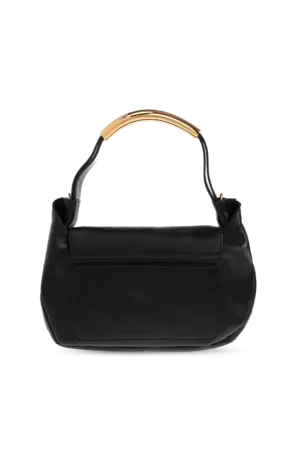Moschino Handbag In Genuine Leather With Gold-tone Hardware - Black