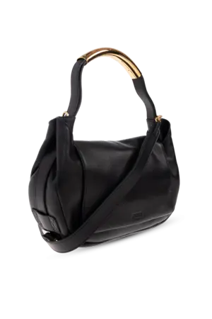 Moschino Handbag In Genuine Leather With Gold-tone Hardware - Black