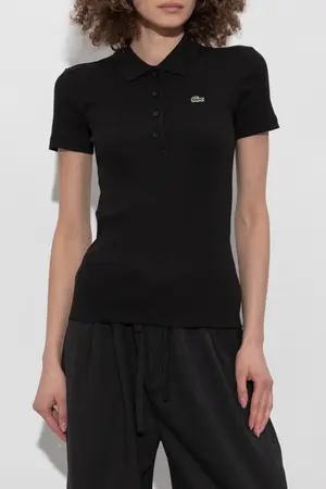 Lacoste Ribbed Polo With Logo Patch