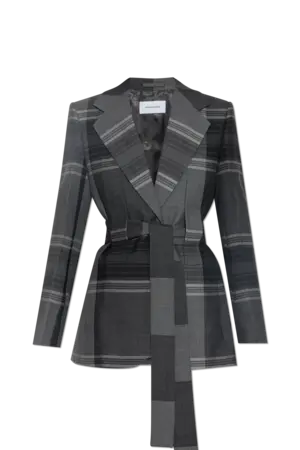 FERRAGAMO Belted Check Pattern Blazer