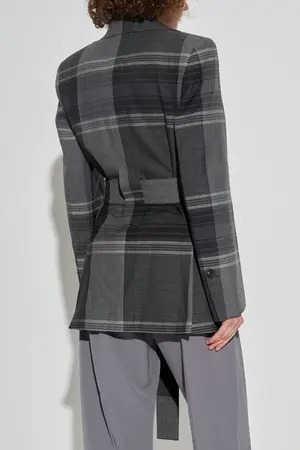 FERRAGAMO Belted Check Pattern Blazer