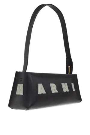 Marni Rectangular Shoulder Bag In Natural Leather - Black
