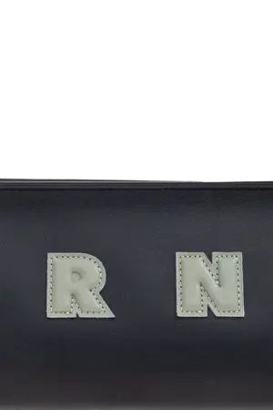 Marni Rectangular Shoulder Bag In Natural Leather - Black