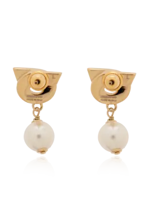 FERRAGAMO Earrings With Logo Detailing And Pearl Accent