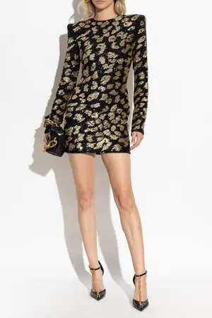 Balmain Sequin Leopard Print Mini Dress