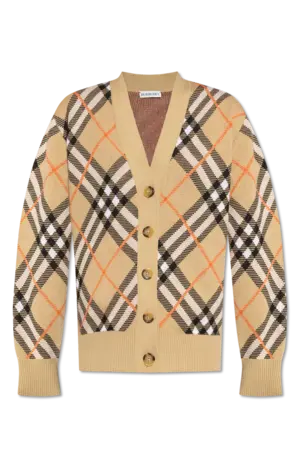 Burberry Check Pattern Cardigan - Beige