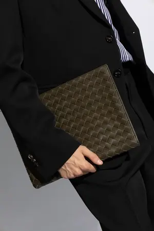 Bottega Veneta Leather Briefcase With Woven Pattern