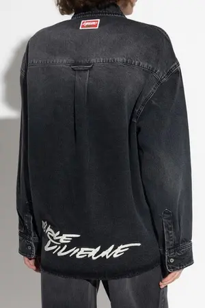 Kenzo Denim Shirt With Embroidered Details - Grey