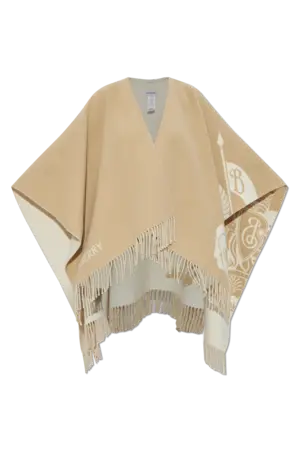 Burberry Poncho With Fringes - Beige