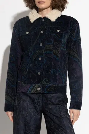 Etro Corduroy Jacket With Paisley Pattern And Faux-fur Collar