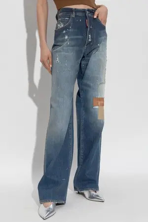 Dsquared2 Sand Diego Wide Leg Jeans