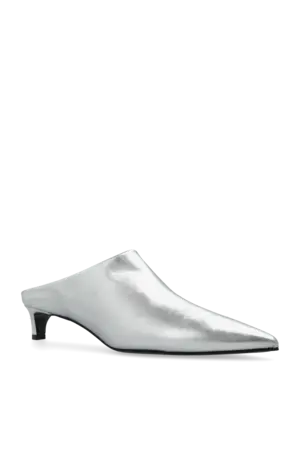 JIL SANDER Leather Heeled Mules - Silver