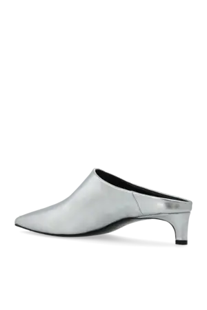 JIL SANDER Leather Heeled Mules - Silver