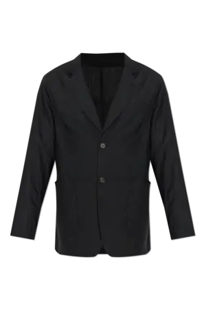 Emporio Armani Wool Blazer With Notch Lapels - Black