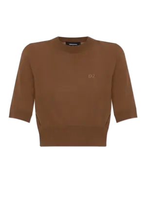 Dsquared2 Wool Top With Embossed Logo - Brown