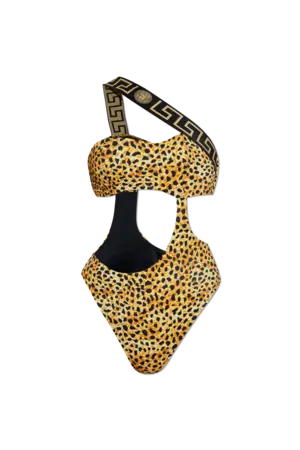 Versace Leopard Print One-piece Swimsuit - Yellow