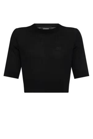 Dsquared2 Wool Top With Logo - Black
