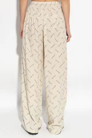 Balenciaga Wide-leg Viscose Pants With Logo
