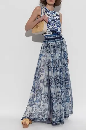 Dolce & Gabbana Printed Silk Maxi Skirt