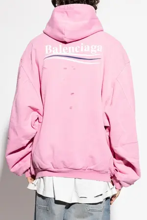 Balenciaga Cotton Hoodie With Distressed Details And Logo