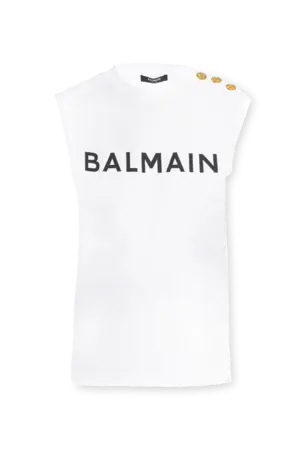 Balmain Sleeveless T-shirt With Logo - White
