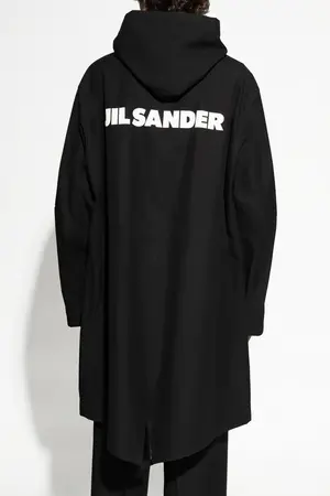 JIL SANDER Cotton Parka Jacket With Logo Detail - Black