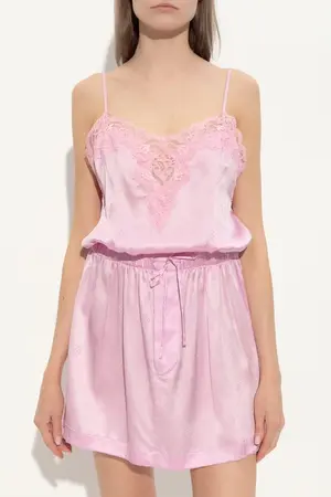 Balenciaga Silk Slip Dress With Lace Embellishment