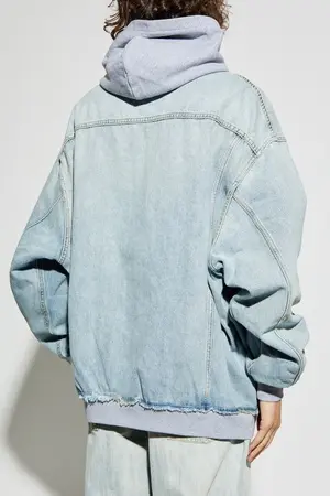 Balenciaga Hooded Denim Jacket - Light Blue