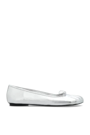 Balenciaga Silver Tone Flats For Women
