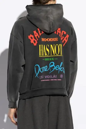 Balenciaga Vintage Effect Cotton Hoodie