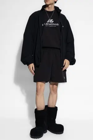 Balenciaga Cotton Shorts With Printed Logo