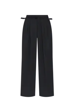 Ami Wide-leg Wool Trousers With Buckled Straps