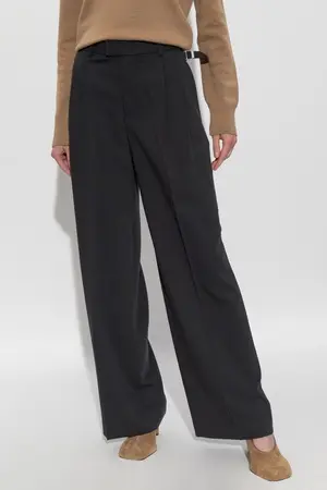 Ami Wide-leg Wool Trousers With Buckled Straps