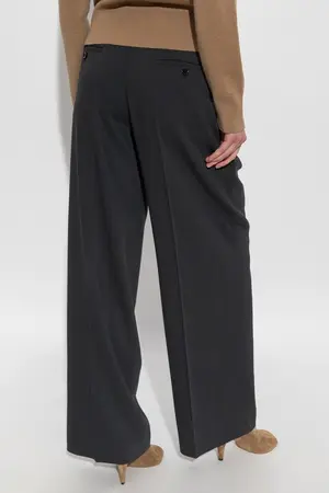 Ami Wide-leg Wool Trousers With Buckled Straps
