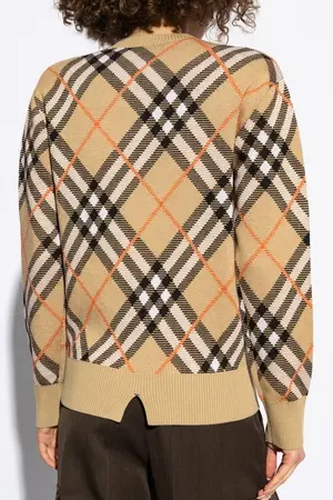 Burberry Check Pattern Wool-blend Sweater - Beige