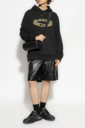 Balmain Hooded Cotton Knit Pullover With Gold Chain Motif