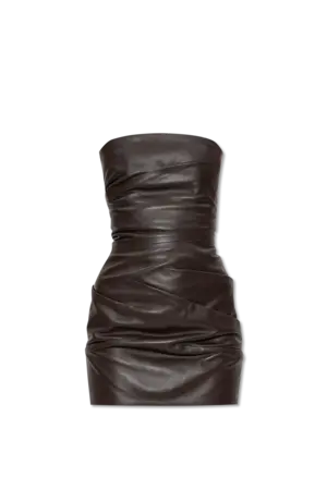 Attico Leather Mini Dress - Brown
