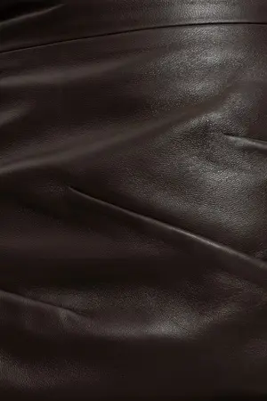 Attico Leather Mini Dress - Brown