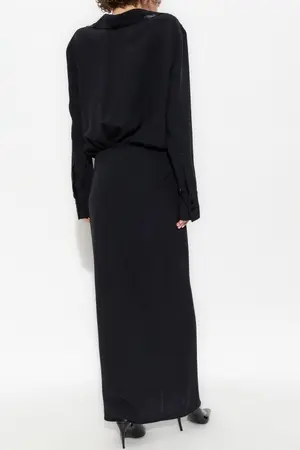 Attico Floor-length Dress With Silver Appliqu - Black