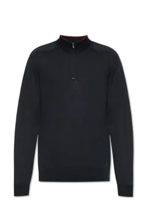 Paul & Shark Silk And Cotton Sweater With Quarter Zip