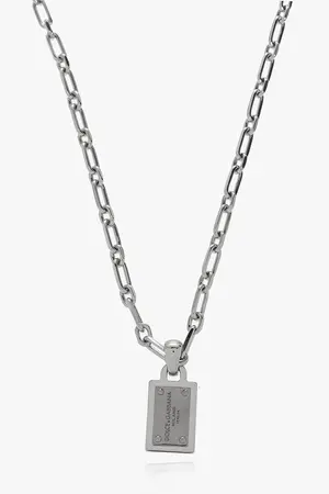 Dolce & Gabbana Logo Charm Brass Necklace - Silver