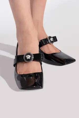 Versace Patent Leather Pumps With Logo Strap
