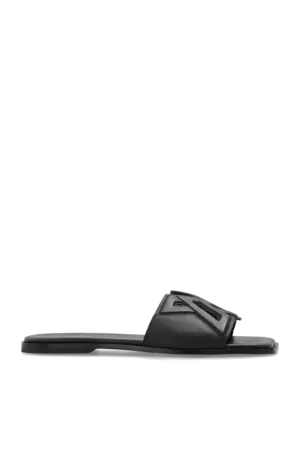 VIC MATIE Leather Slides With Cut-out Logo