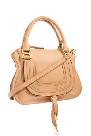 Chloé Marcie Medium Leather Shoulder Bag - Beige