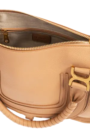 Chloé Marcie Medium Leather Shoulder Bag - Beige