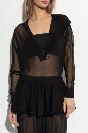 Alaïa Transparent Bodysuit With Hood - Black