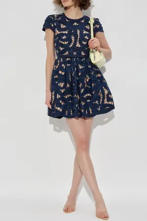 SELF-PORTRAIT Short-sleeve Embroidered Dress