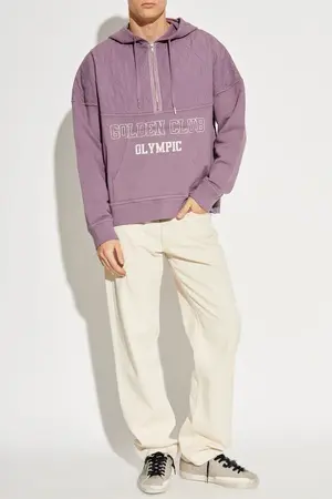 GOLDEN GOOSE Quilted Hoodie With 'golden Club' And 'olympic' Prints