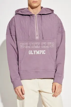 GOLDEN GOOSE Quilted Hoodie With 'golden Club' And 'olympic' Prints